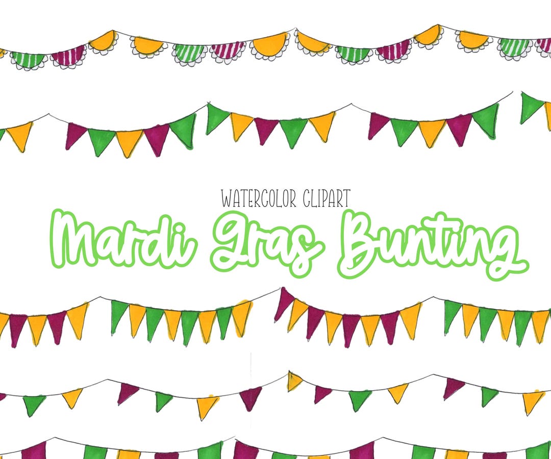 Bunting Clip Art - Mardi Gras Clip Art - Flag Clip Art - Doodle Clip ...