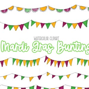 Bunting Clip Art - Mardi Gras Clip Art - Flag Clip Art - Doodle Clip ...