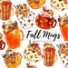 Watercolor Clipart Autumn Mugs, Fall Coffee Cup, Mugs, Hot Chocolate ...