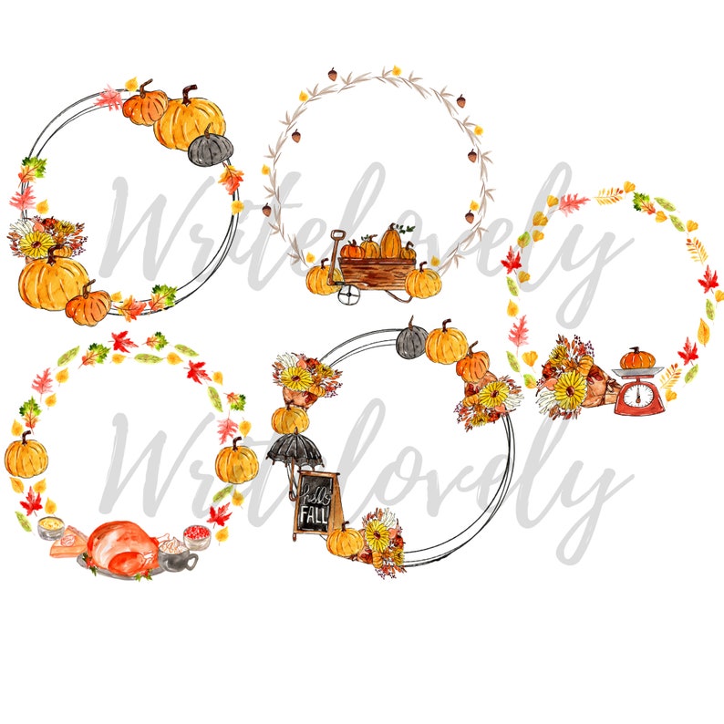 Watercolor Clipart Fall Circle Border Fall Leaves Circle - Etsy