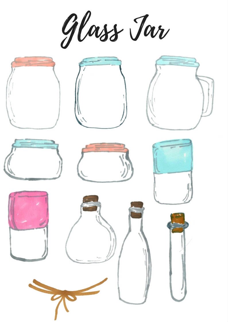 Jar Clip Art Glass Clip Art Object Clip Art Hand Drawn | Etsy