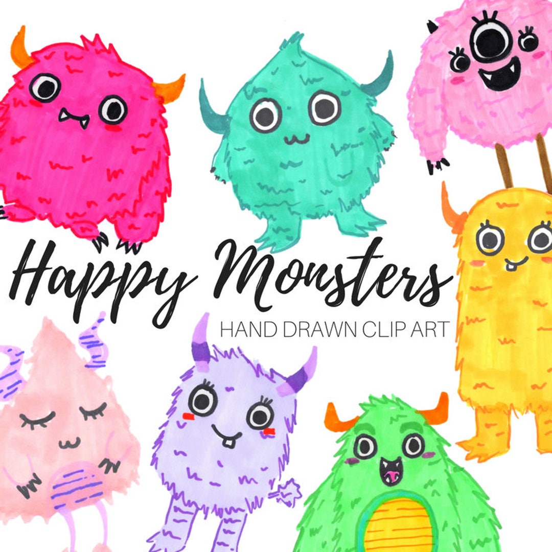 Halloween Clipart, Spooky Monster, Kawaii Creature, Colorful Monster ...