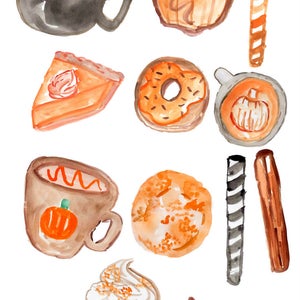 Watercolor Pumpkin Spice Clipart. Fall Autumn Treats Illustration in ...