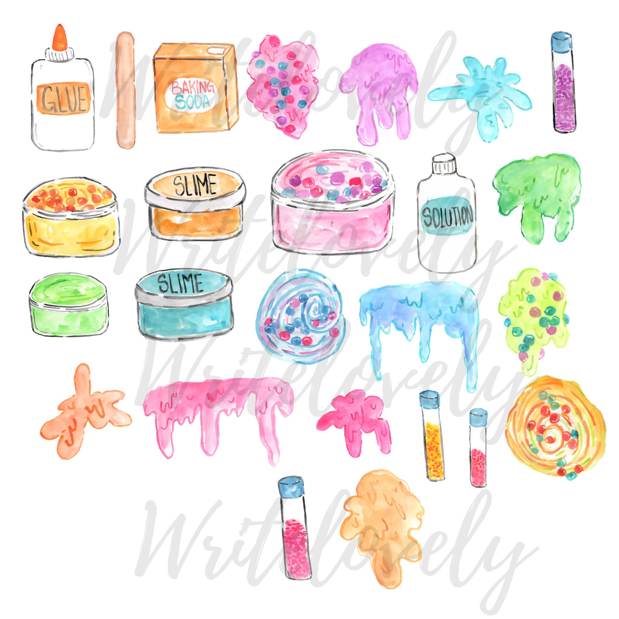 Slime Clip Art Watercolor Clip Art Slime Party Dripping - Etsy UK
