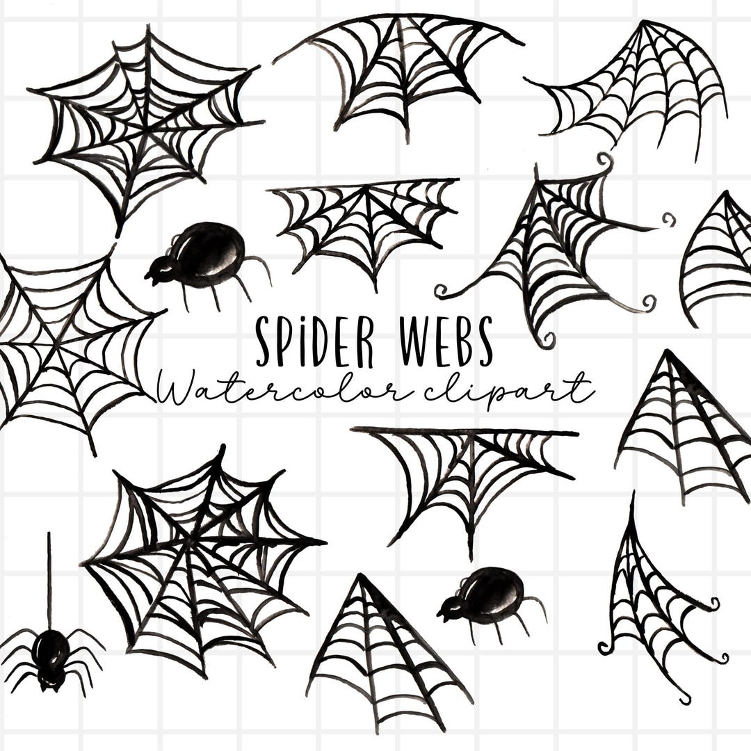 Halloween Clip Art , Watercolor, Spider Web, Cob Web, Spiders, Creepy ...
