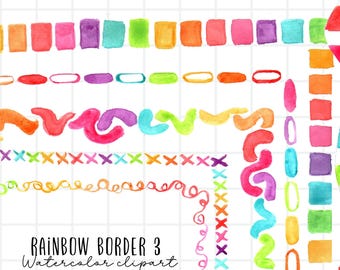Frames Doodle Border Rainbow Clipart Handpainted Digital Clipart Frame ...
