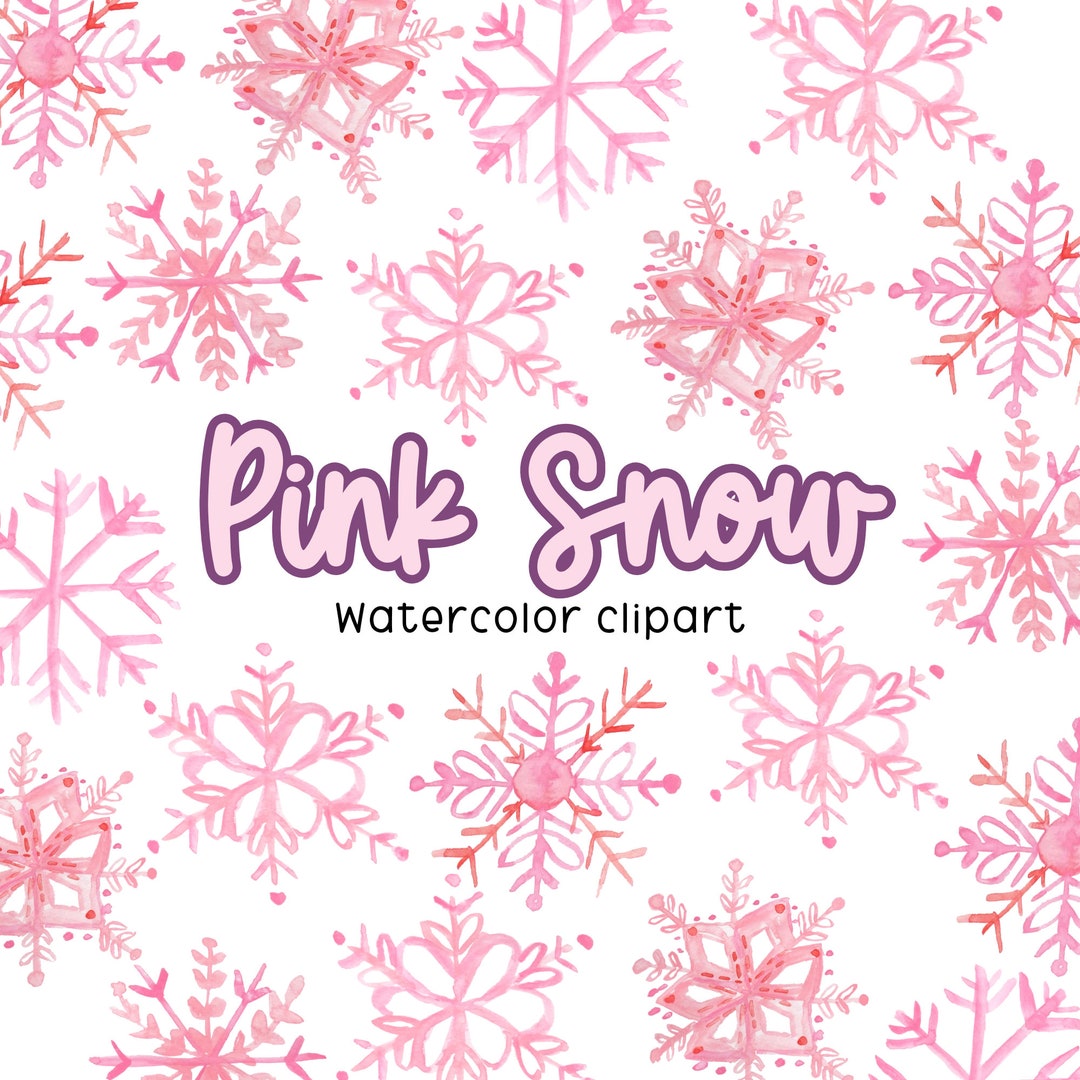Watercolor Clipart Bundle of Pink Snow Holiday Christmas Winter ...