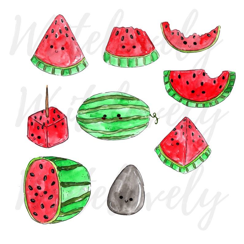 Kawaii Clipart Watermelon Clipart Fruit Cute Food - Etsy