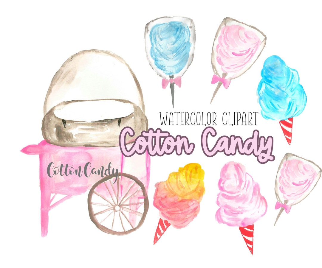 Cotton Candy Clip Art - Carnival Clip Art - Watercolor Clip Art - Food ...