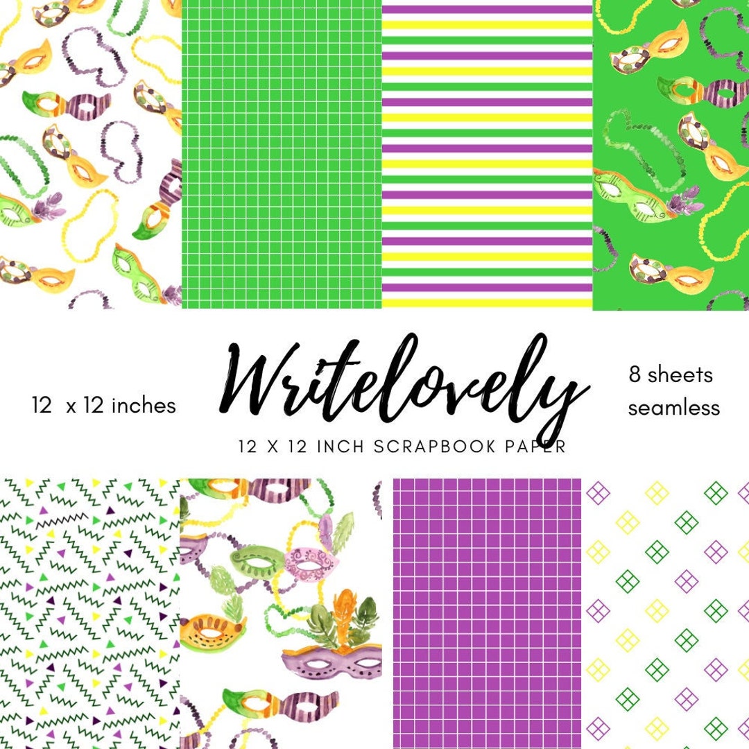 Seamless Digital Paper - Mardi Gras Paper - Mardi Gras Scrapbook Paper ...