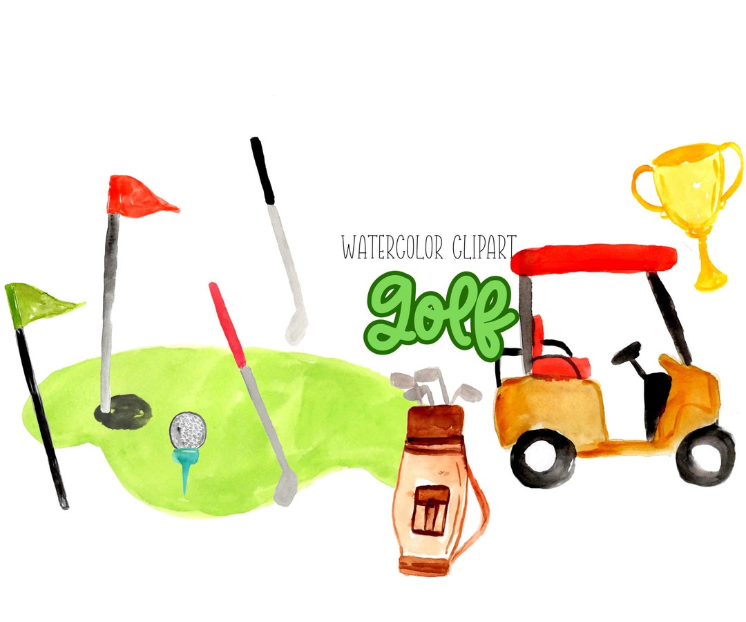 Watercolor Golf Clipart, Sports, Golf Course in Png Format, Digital ...