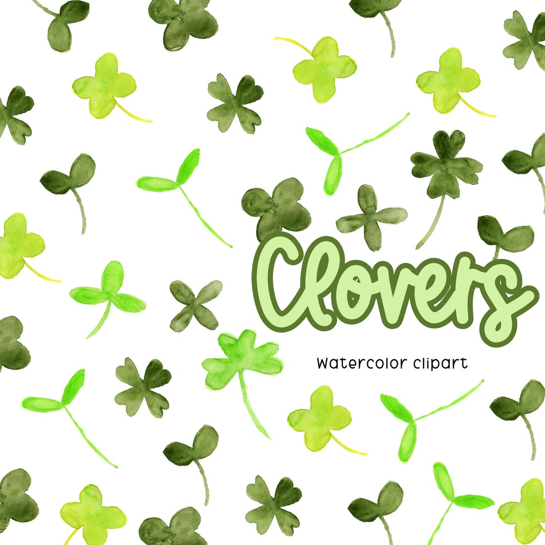 Watercolor Clover Clipart - Saint Patricks Day Floral Clover Digital ...