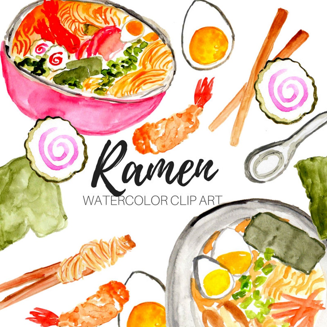 Watercolor Clip Art - Ramen Clip Art - Food Clip Art - Soup Clip Art ...