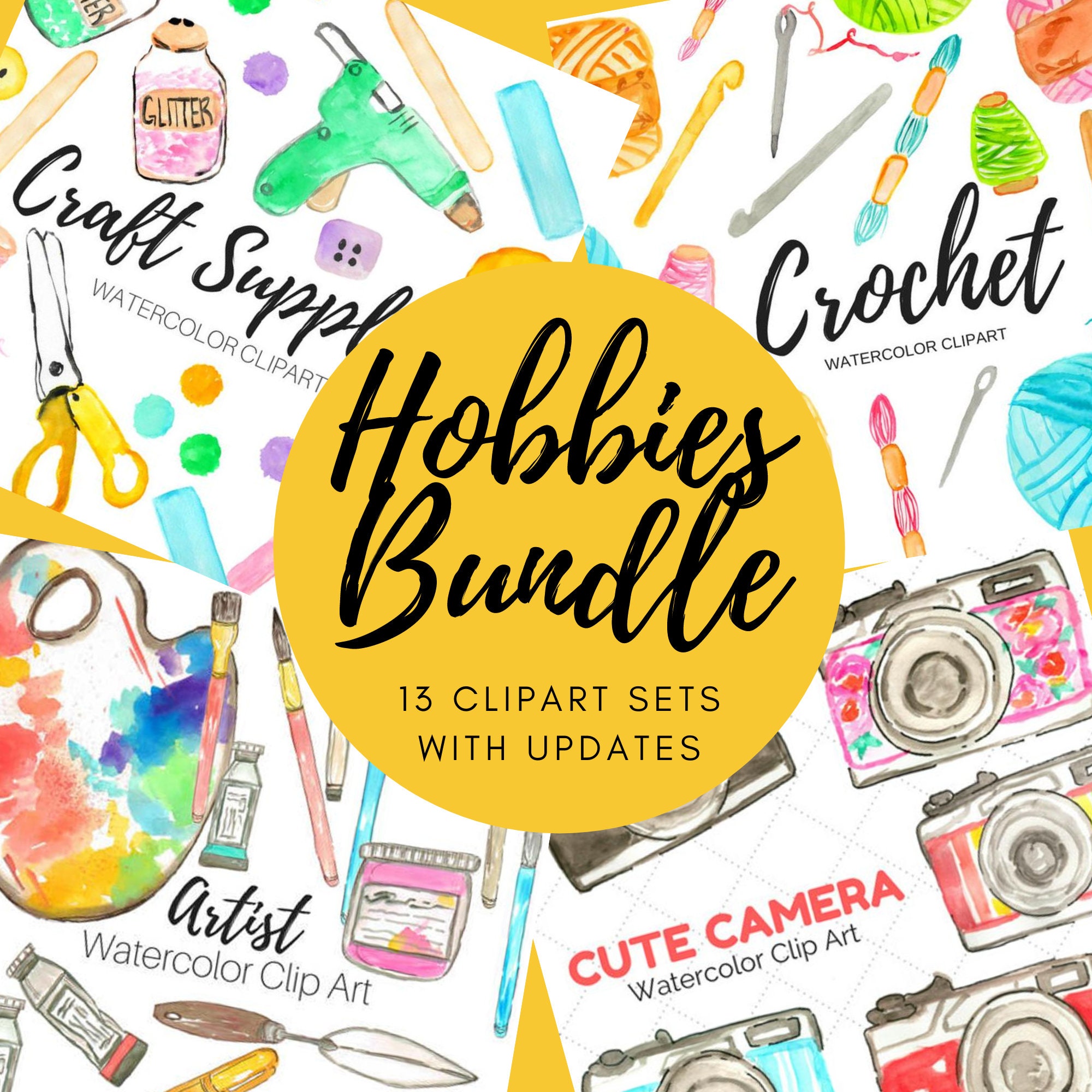 Large Watercolor clipart hobby clipart crafting | Etsy
