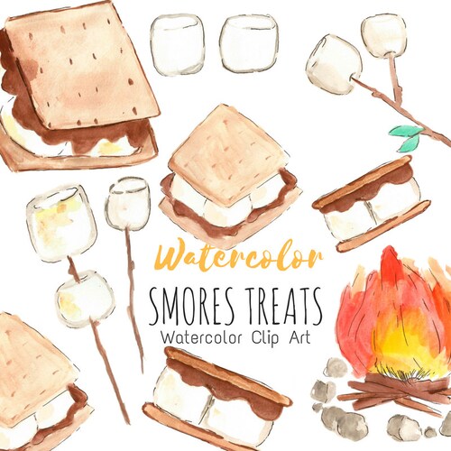 Watercolor Clip Art Smores Clip Art Camping Food - Etsy