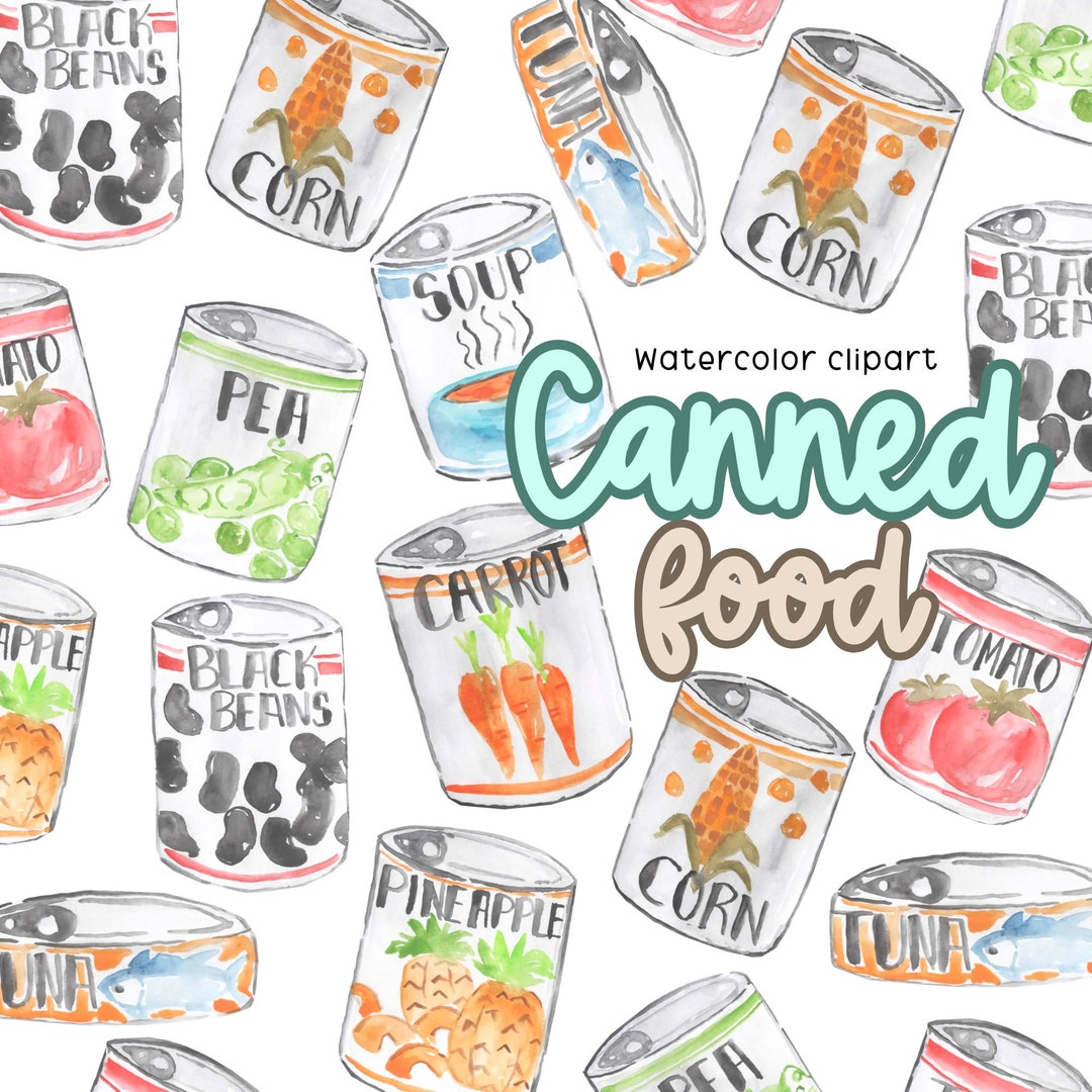Watercolor Canned Food Clipart, Groceries, Food Shopping,produce ...