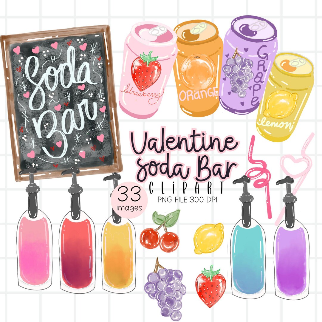 Valentines Day Soda Bar Clipart, Dirty Soda PNG Digital Download ...