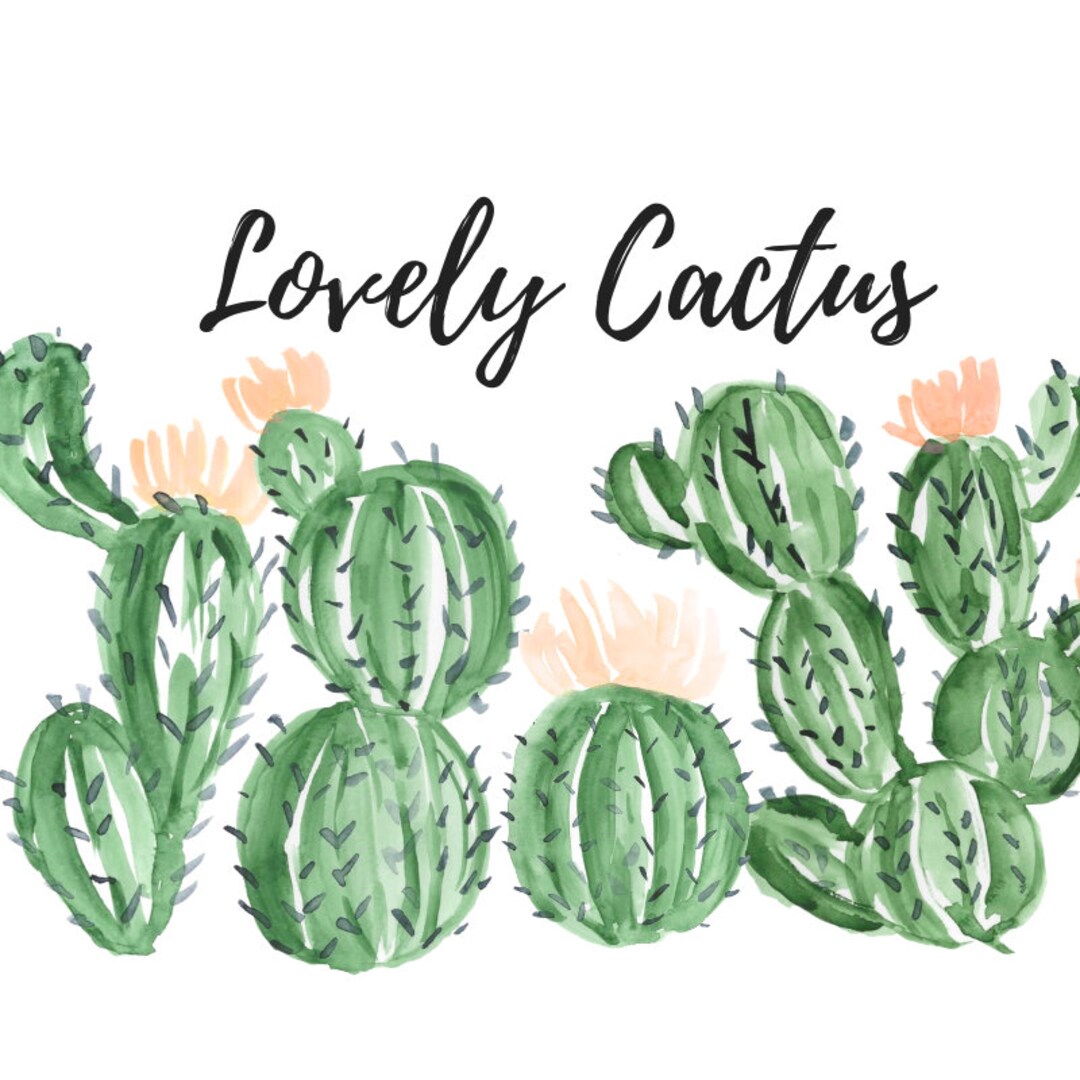 Watercolor Cactus Clipart Succulent Illustration Plant - Etsy
