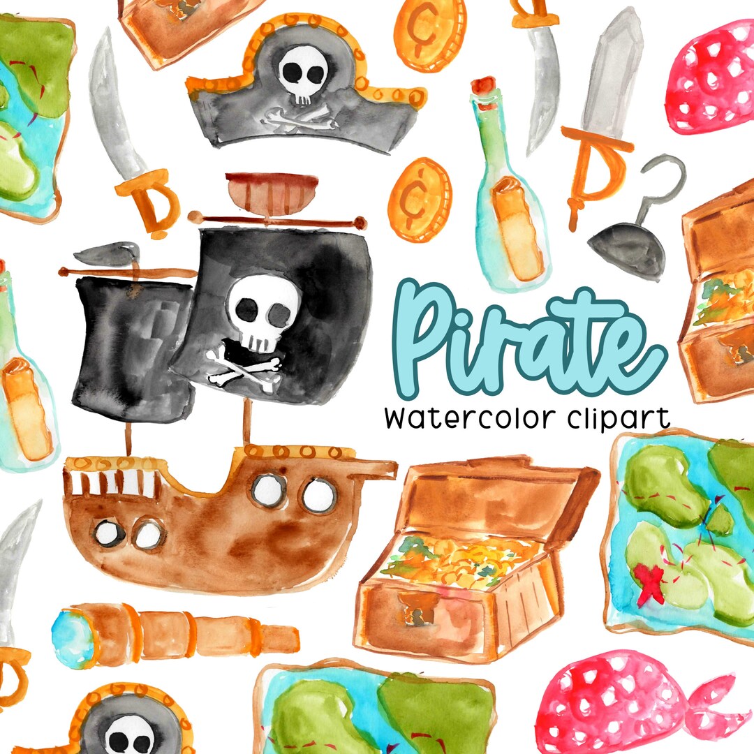 Pirates Clipart - Watercolor Clipart - Adventure Clipart - Sea Clipart ...