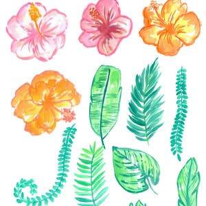 Hibiscus Clip Art Watercolor Clip Art Tropical Clip Art Floral Clip Art ...