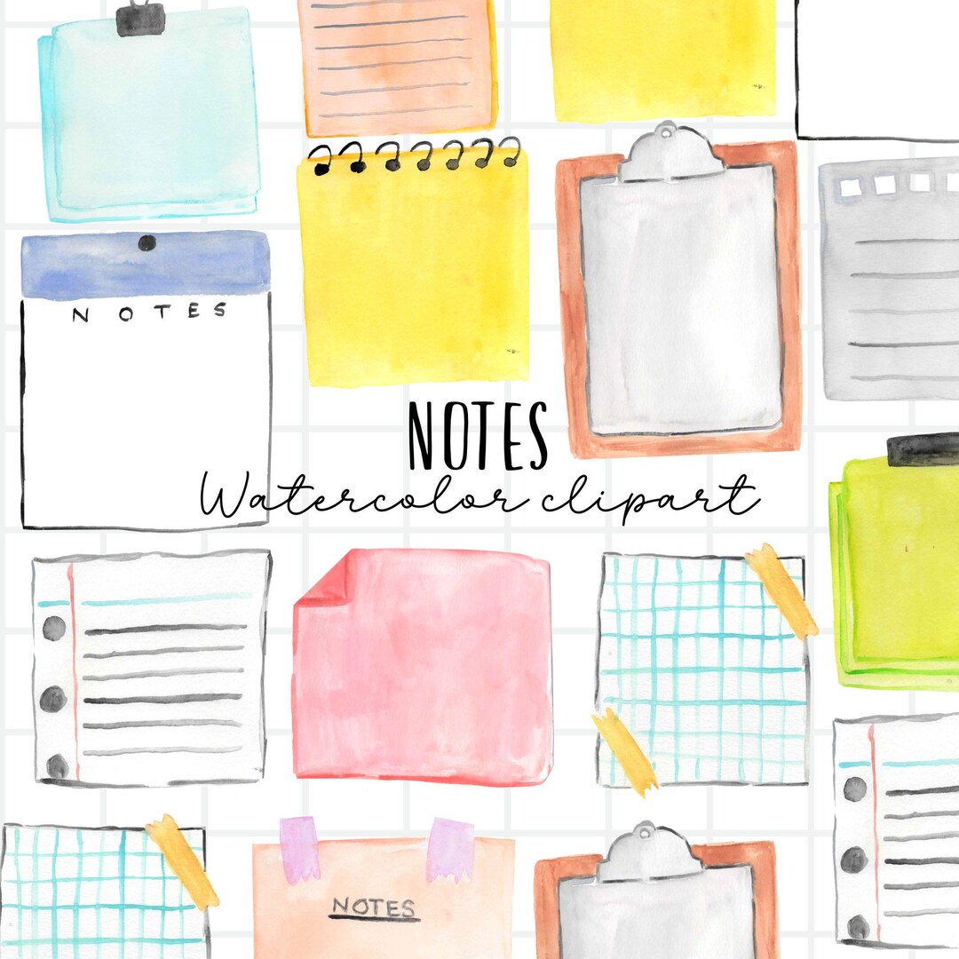 Watercolor Paper Clipart, Note Paper Back to School Planner Graphics in ...