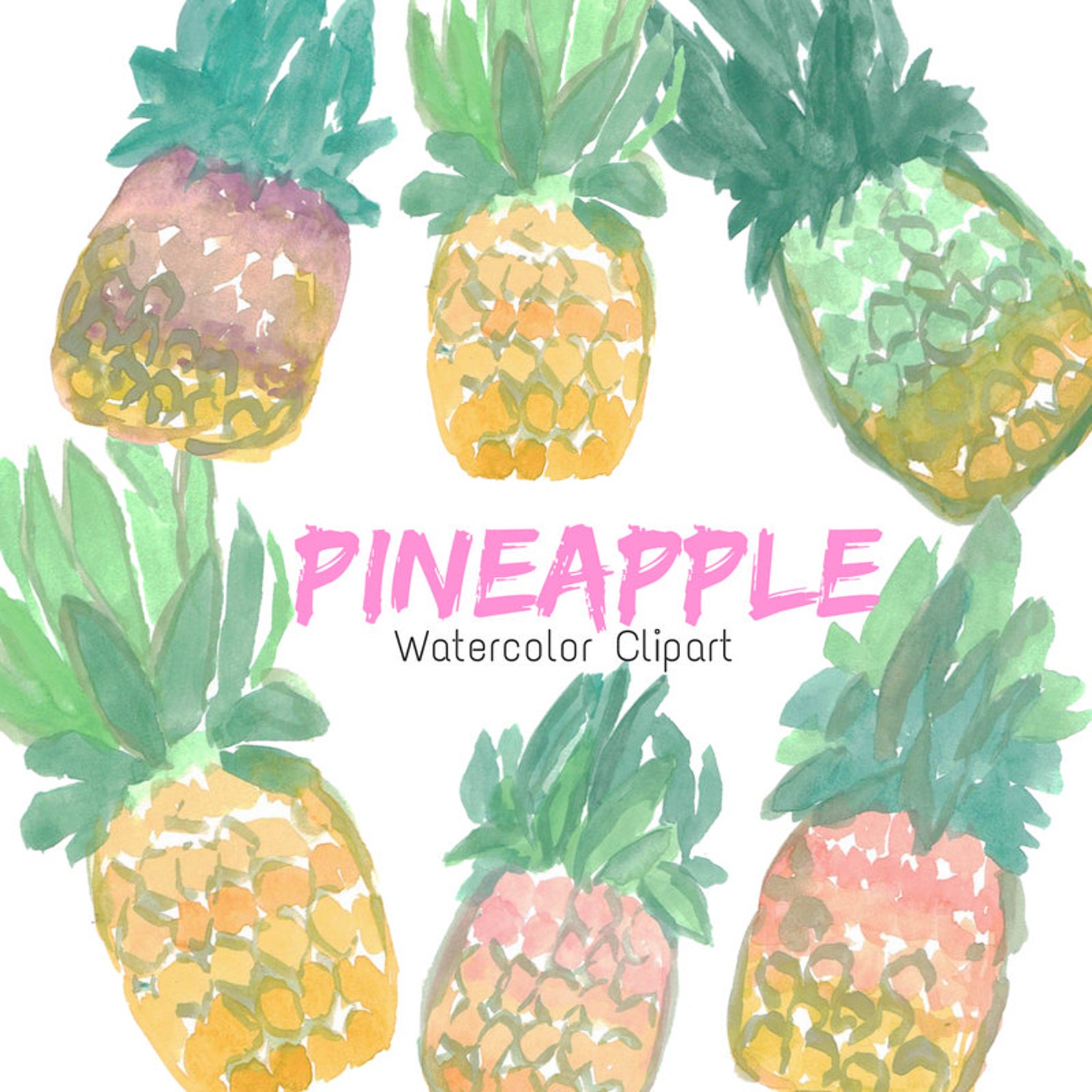 Pineapple Clipart Watercolor Clipart Fruit Clipart | Etsy