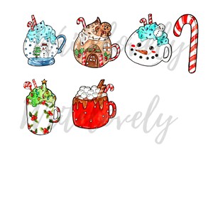 Watercolor Christmas Mug Png Clipart Cute Hot Chocolate Coffee Cup ...
