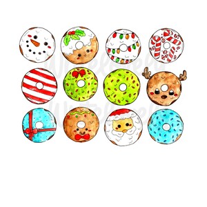 Christmas Clipart, Christmas Donut Clipart, Watercolor Clipart Digital ...