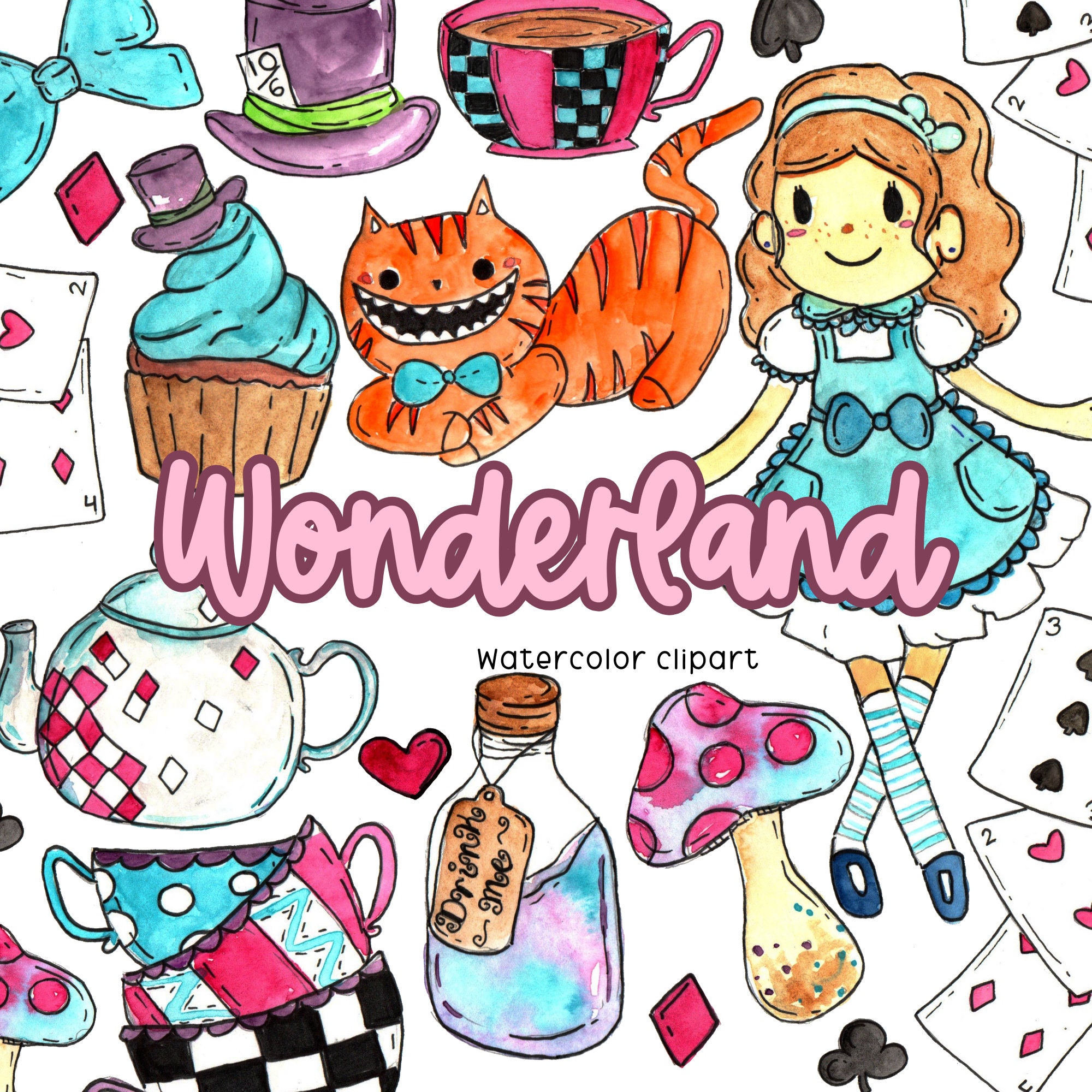 Alice In Wonderland Cards Clipart