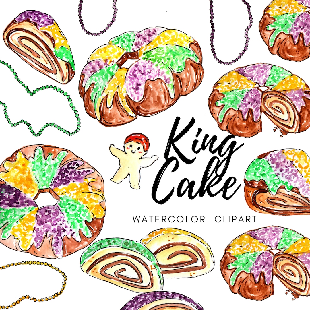 Mardi Gras Clip Art Watercolor King Cake Food Cake PNG - Etsy