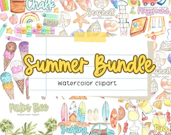 Summer Clipart Set. Cute Beach Clipart Bundle for Personal & Commercial ...