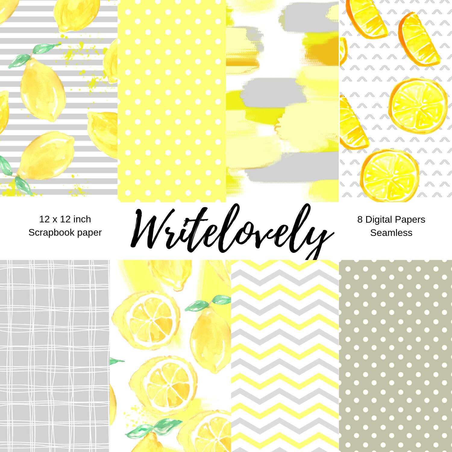 Seamless Summer Lemon Paper Digital Scrapbook Paper Fruit - Etsy