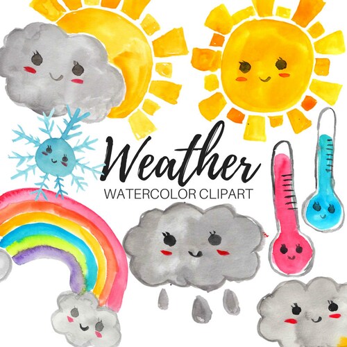 Watercolor Clipart Weather Temperature Science Forcast - Etsy