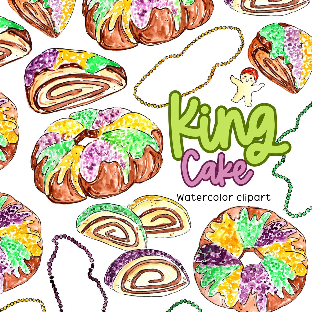 Mardi Gras Clip Art - Watercolor - King Cake - Food - Cake PNG Files ...