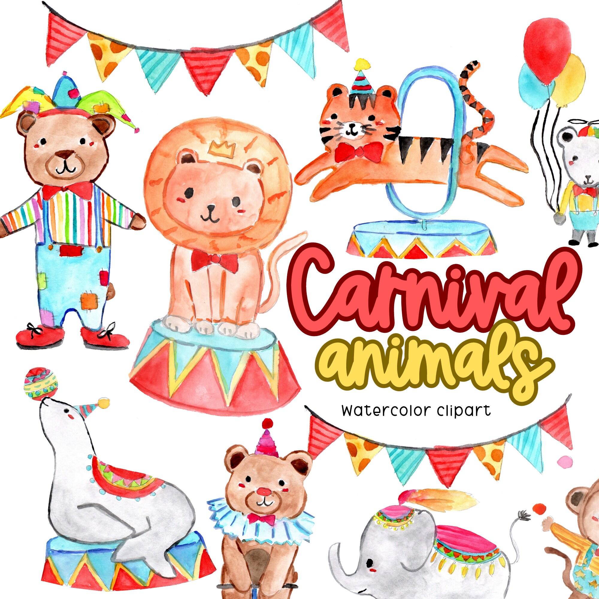 Vintage Circus Animals Clipart