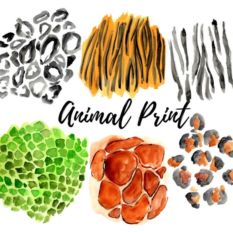 Animal print clip art safari wild animal watercolor | Etsy