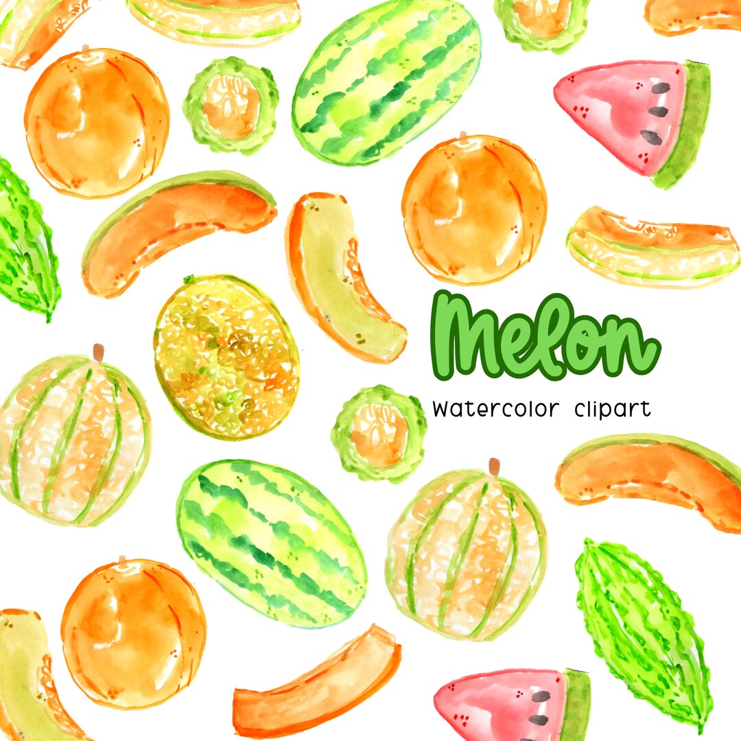 Watercolor Melon Clip Art - Fruit Clip Art - Food Graphics - Watermelon ...
