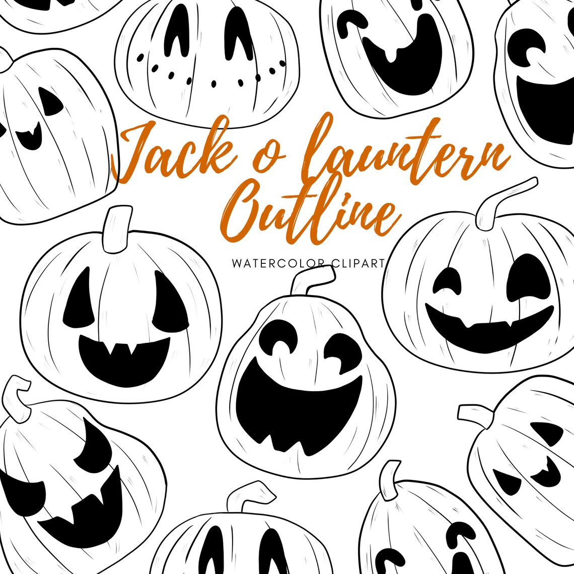 Halloween Clip Art Pumpkin Doodle Clipart Jack O Lantern | Etsy
