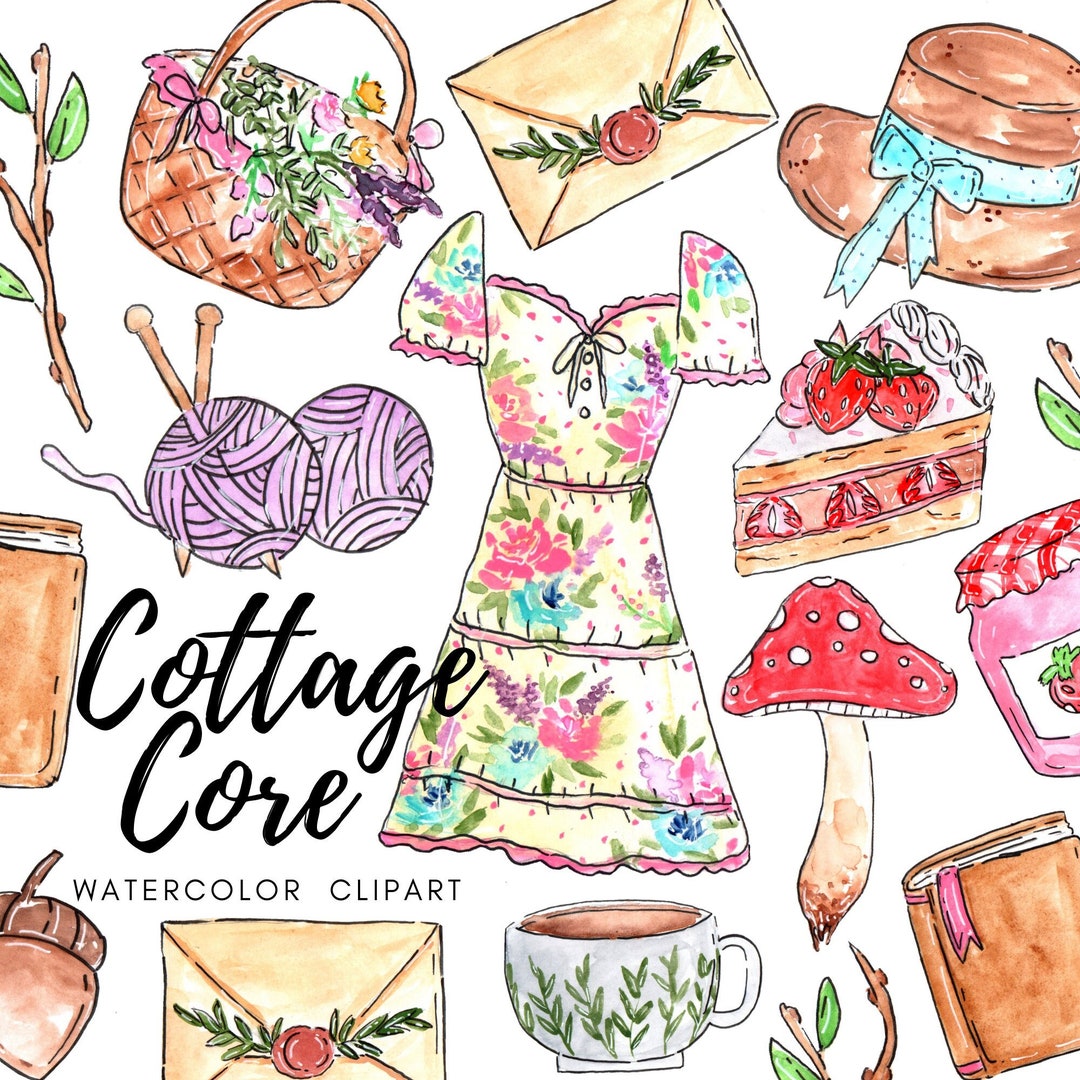 Watercolor Clip Art - Cottage Core Woodland Nature Spring PNG Graphics ...