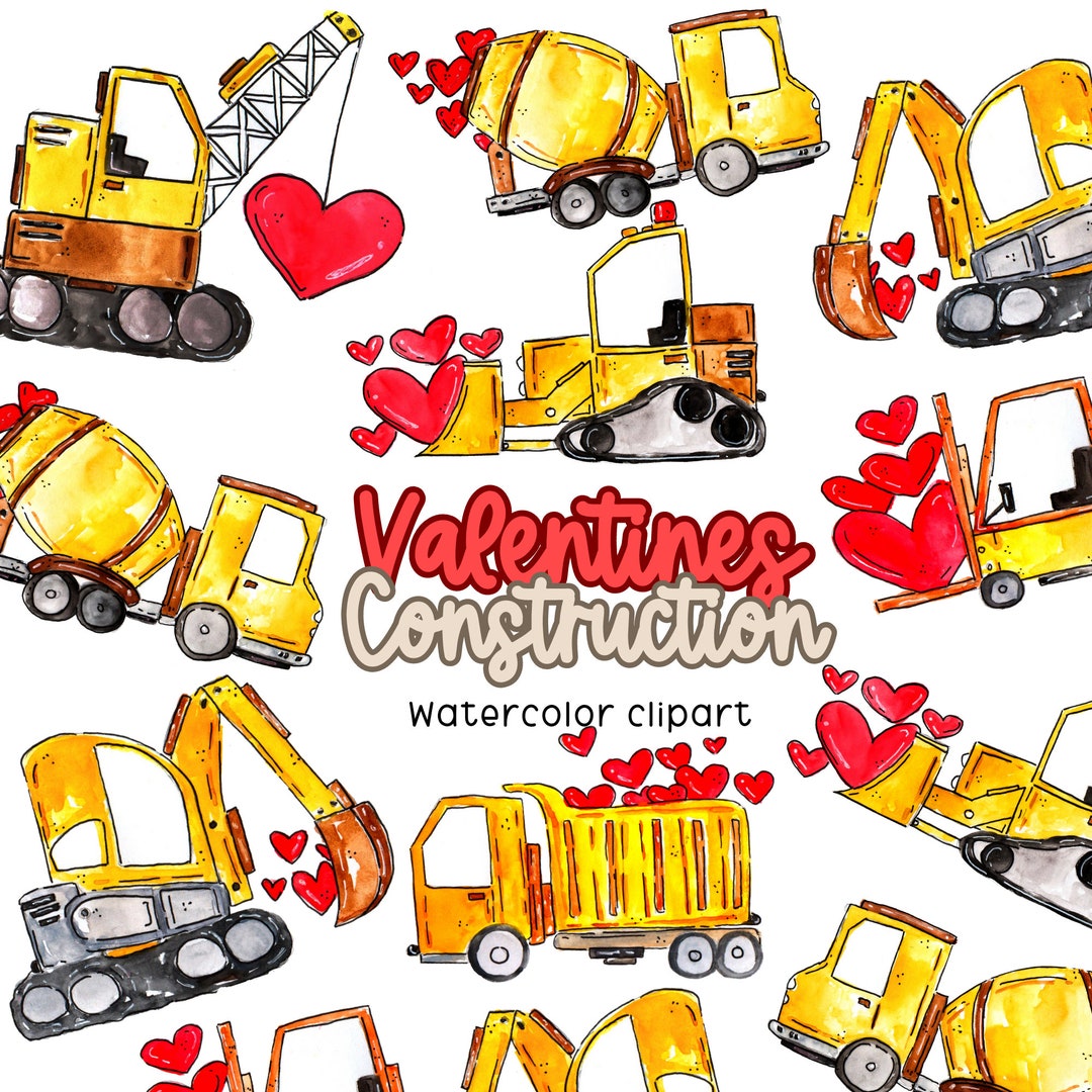 Watercolor Clipart - Valentines Day Graphics - Construction Cars ...