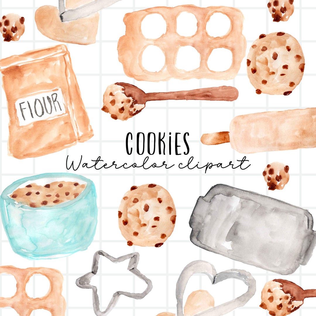 Watercolor Baking Clipart Digital Download Cookie Clipart Bundle Sweets ...