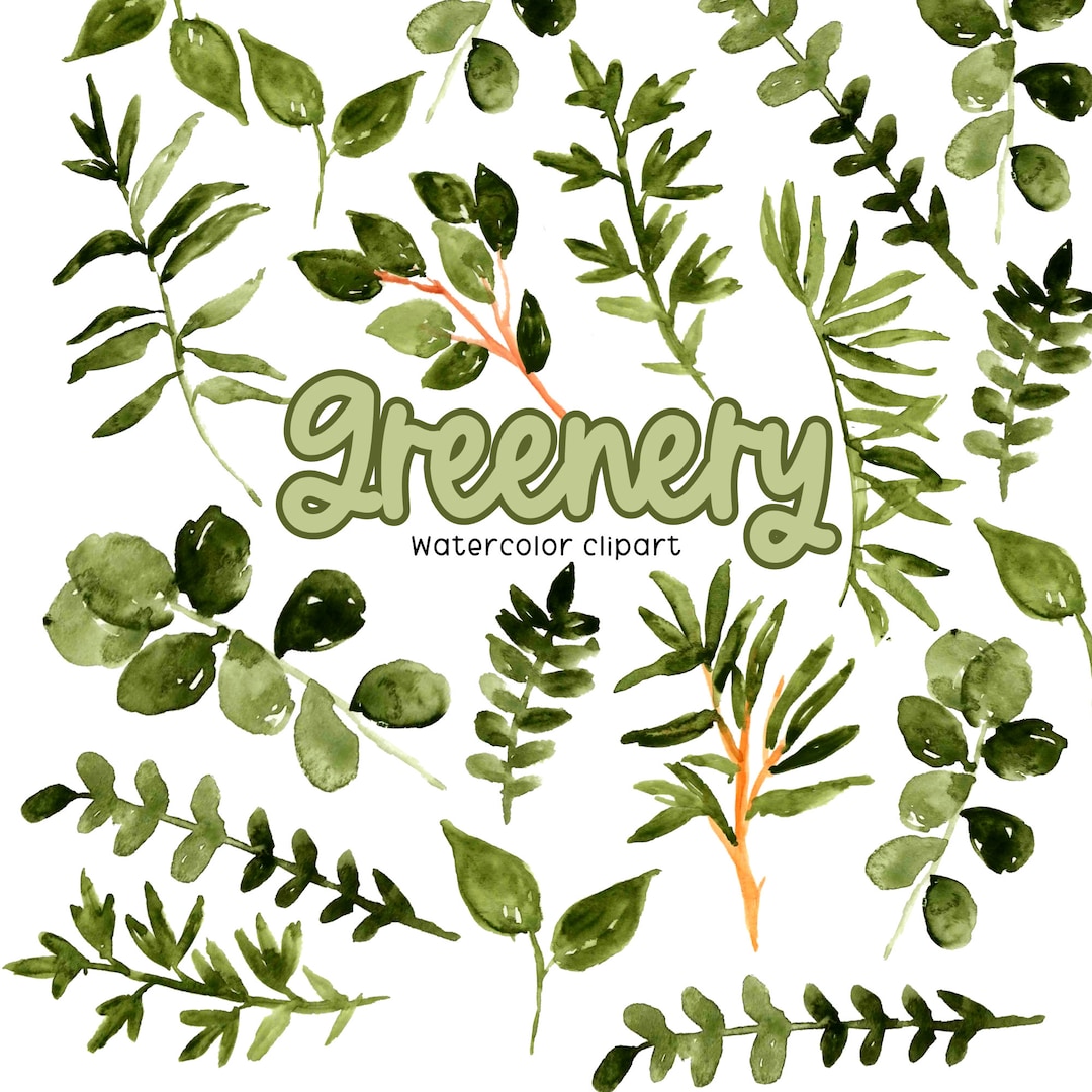 Watercolor Floral Greenery Clipart, Green Leaves Wedding Floral Png ...
