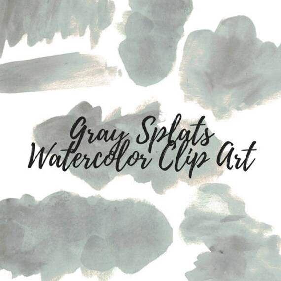 Watercolor Splash Gray Watercolor Splash Grey Blobs | Etsy