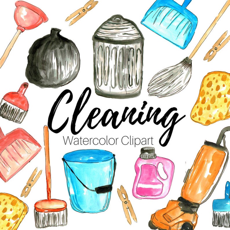 Cleaning Clip Art Spring Clip Art Watercolor Clip Art Etsy