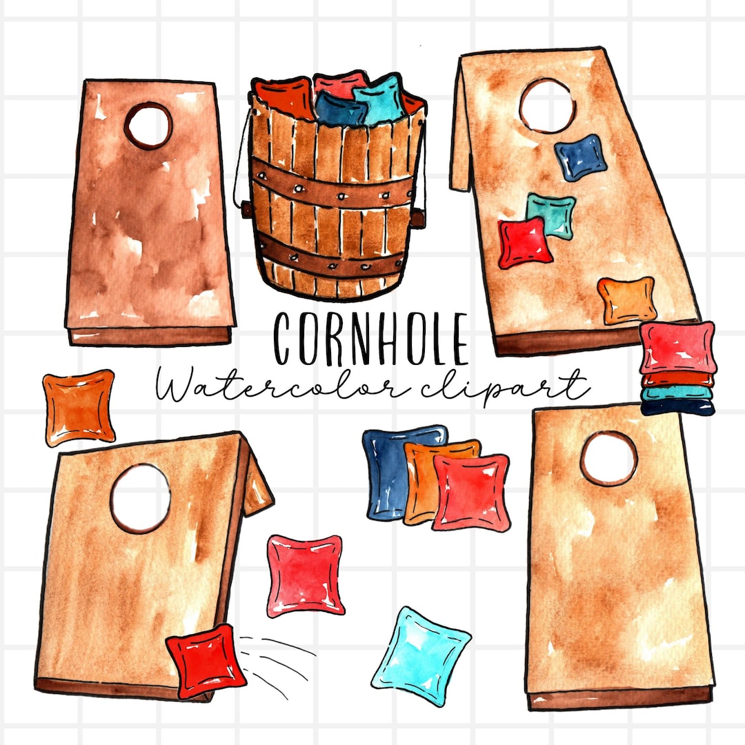 Watercolor Clipart, Cornhole, Cornholing, Sports, Summer, Cornhole Sack ...