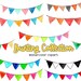 Watercolor Clipart - Bunting Clipart - Bunting Flag- Commercial Use - Etsy