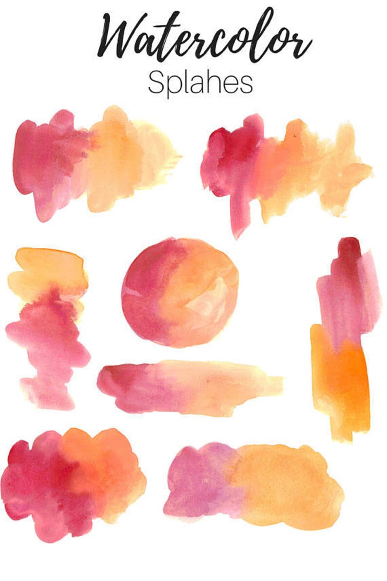 Large Watercolor Splash Clipart Bundle, Brush Stroke, Watercolor Blob ...