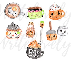 Halloween Clipart, Watercolor Clipart, Hot Chocolate, Mug, Cocoa Mix ...