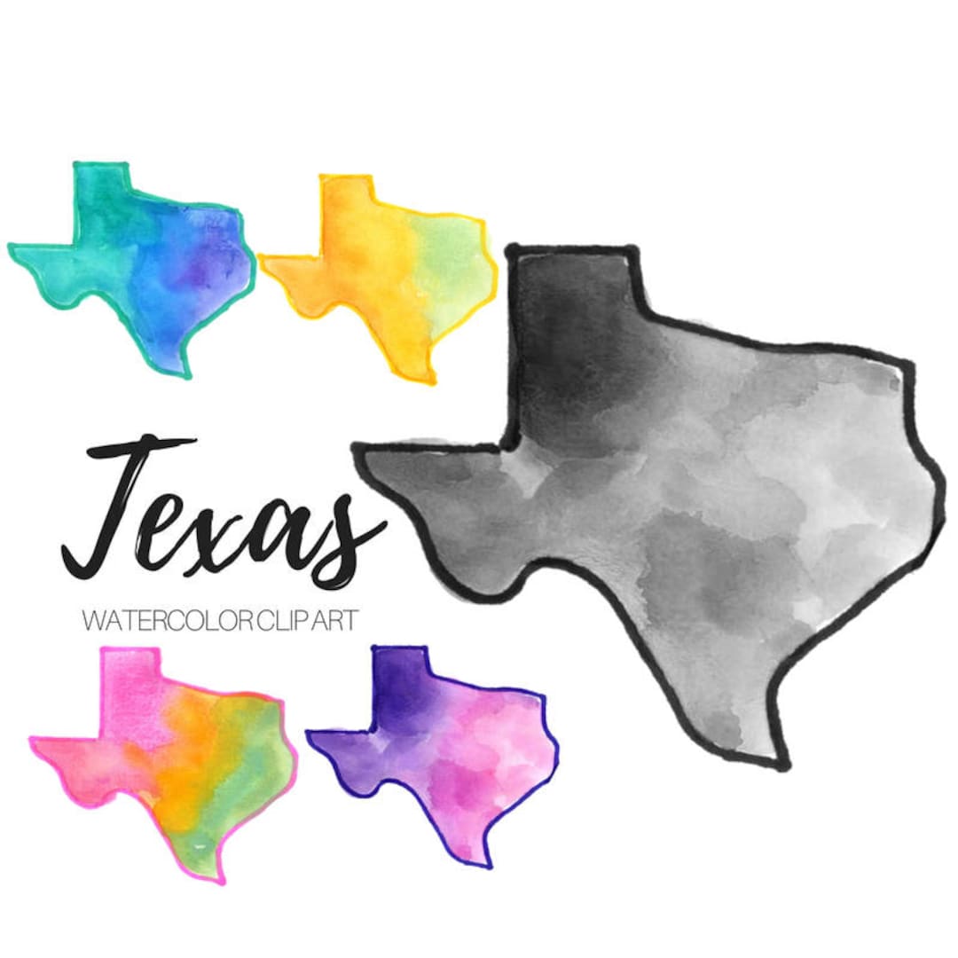 Watercolor Clip Art - Texas Clip Art - State Clip Art - Watercolor ...