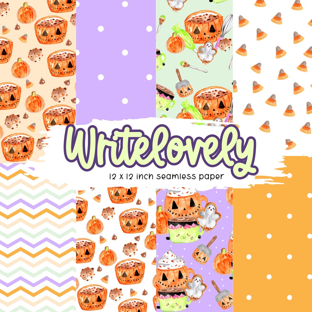 Halloween Digital Scrapbook Paper, Halloween Baking Seamless Paper 12 X ...